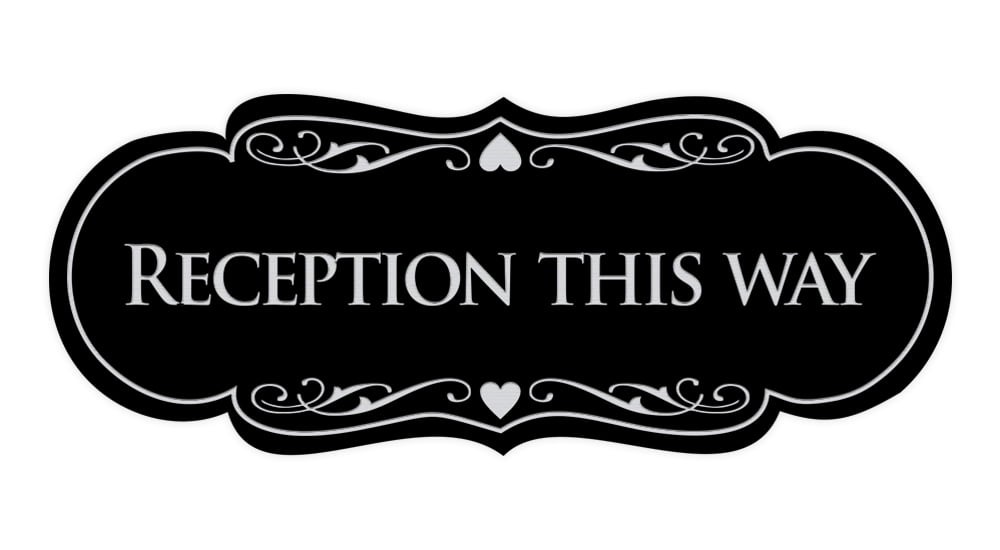 Signs ByLITA Designer Reception This Way Sign (Black / Silver) - Large ...