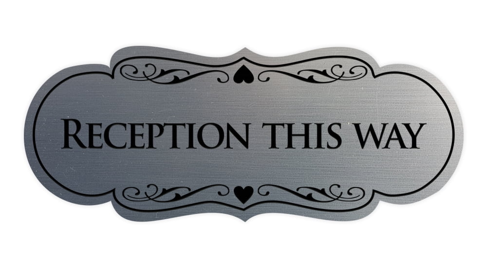 Signs ByLITA Designer Reception This Way Sign (Brushed Silver) - Small ...