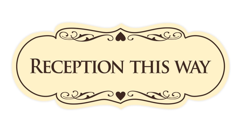 Signs ByLITA Designer Reception This Way Sign (Ivory/Dark Brown ...