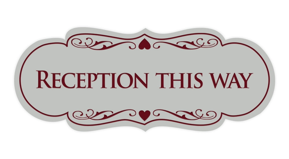 Signs ByLITA Designer Reception This Way Sign (Light Grey / Burgundy ...