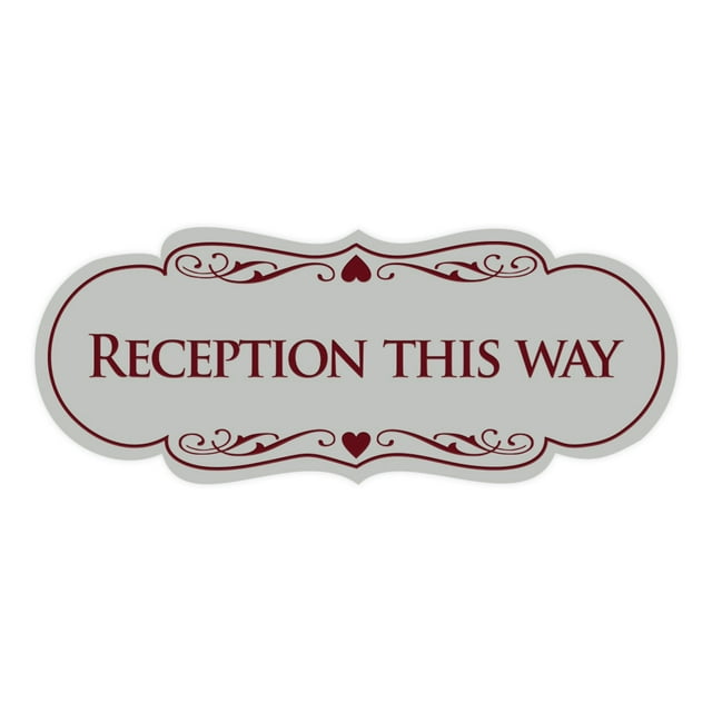Signs ByLITA Designer Reception This Way Sign (Light Grey / Burgundy ...