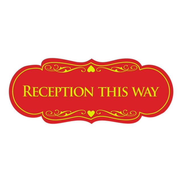 Signs ByLITA Designer Reception This Way Sign (Red/Yellow) - Large ...