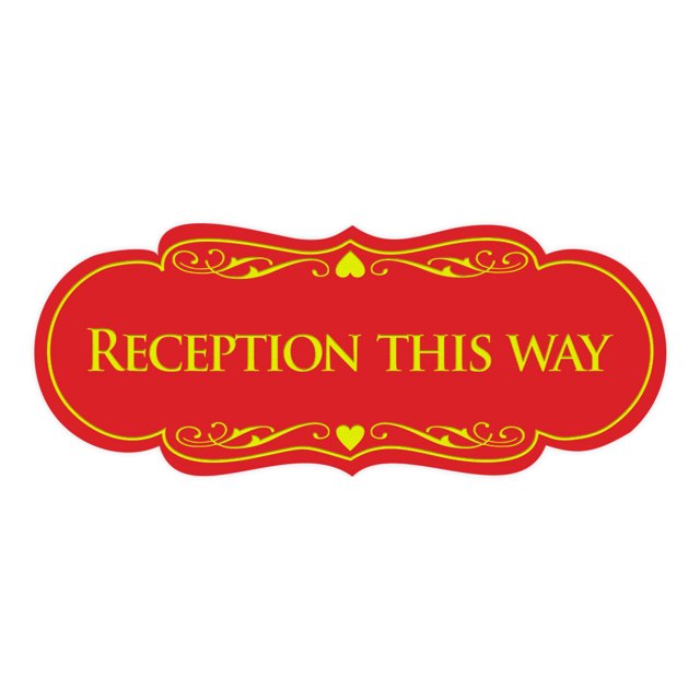 Signs ByLITA Designer Reception This Way Sign (Red/Yellow) - Small ...