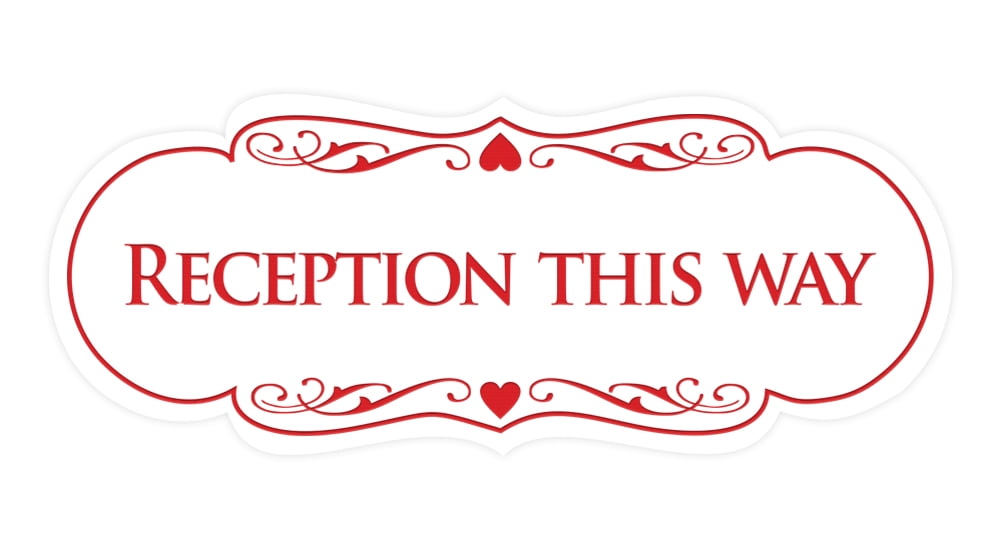 Signs ByLITA Designer Reception This Way Sign (White/Red) - Small ...