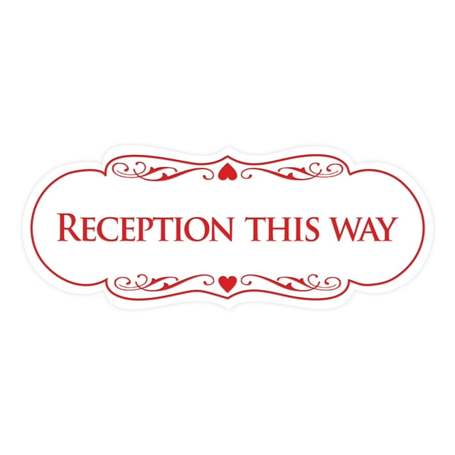 Signs ByLITA Designer Reception This Way Sign (White/Red) - Small ...