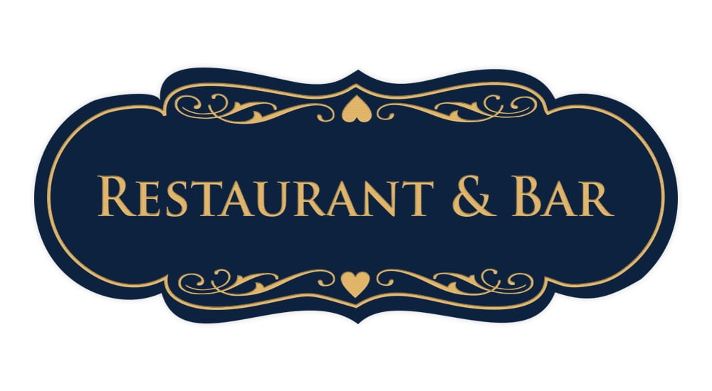 Signs ByLITA Designer Restaurant & Bar Sign (Navy Blue/Gold) - Small ...