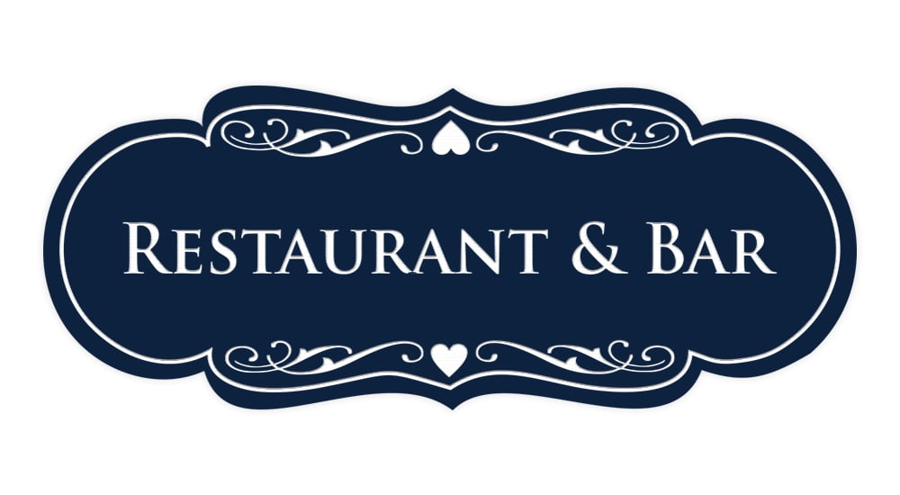 Signs ByLITA Designer Restaurant & Bar Sign (Navy Blue / White) - Large ...