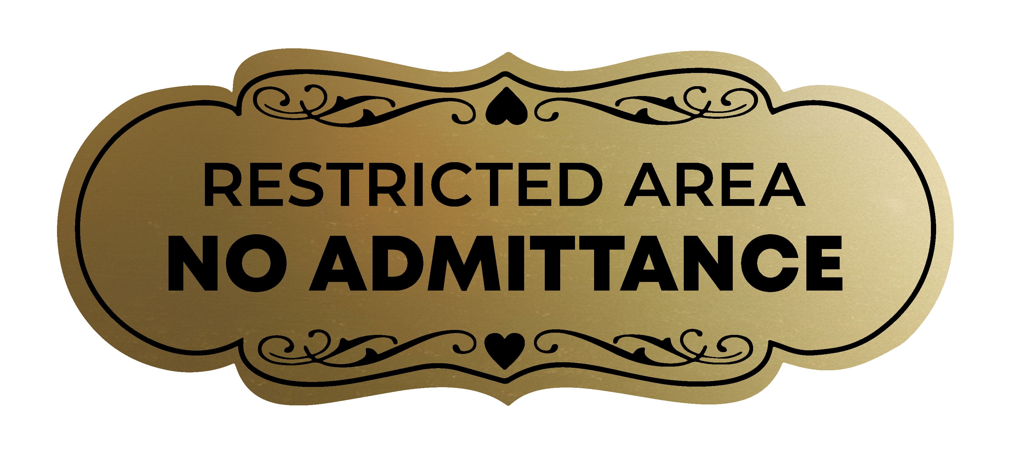 Signs ByLITA Designer Restricted Area No Admittance Sign (Brushed Gold ...