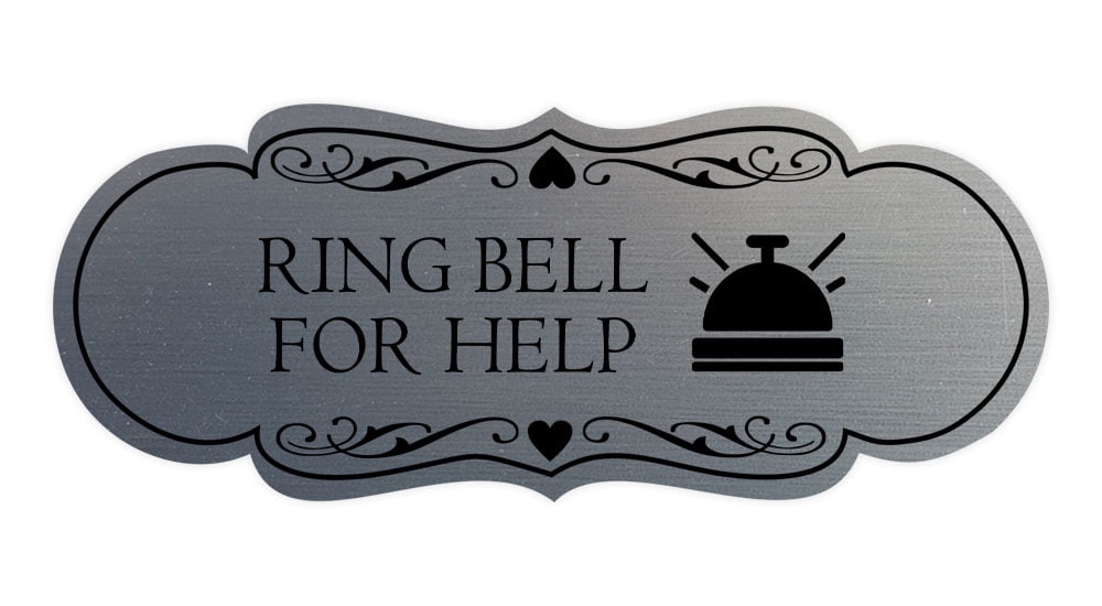 Signs ByLITA Designer Ring Bell for Help Sign (Brushed Silver) - Small ...