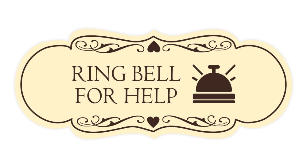 Signs ByLITA Designer Ring Bell for Help Sign (Ivory/Dark Brown ...