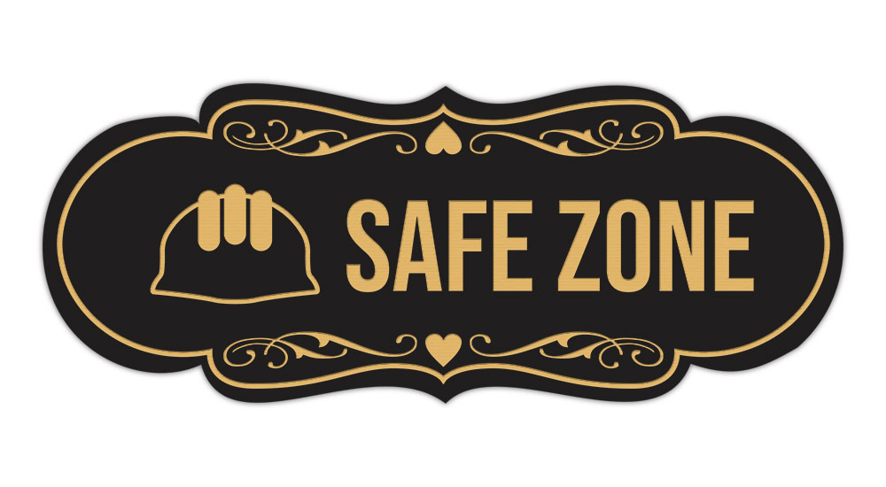 Signs ByLITA Designer Safe Zone Sign (Black Gold) - Large - Walmart.com