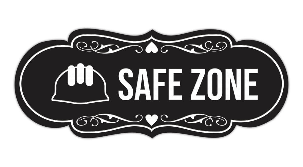 Signs ByLITA Designer Safe Zone Sign (Black) - Large - Walmart.com