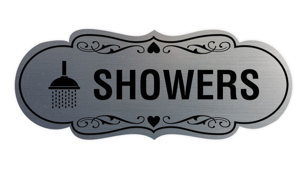 Signs ByLITA Designer Showers Sign (Brushed Silver) - Large - Walmart.com