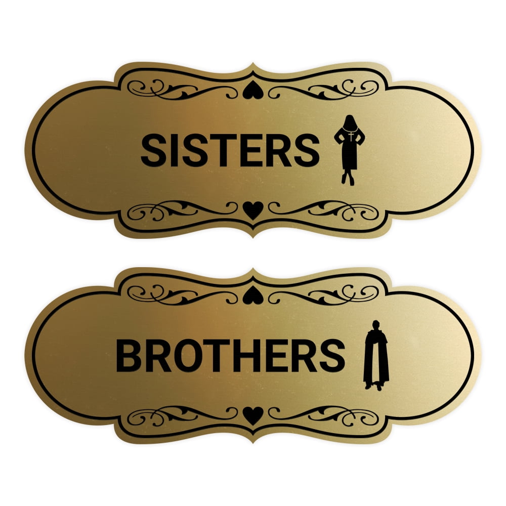 Signs ByLITA Designer Sisters and Brothers 2 Pack Restroom Sign ...