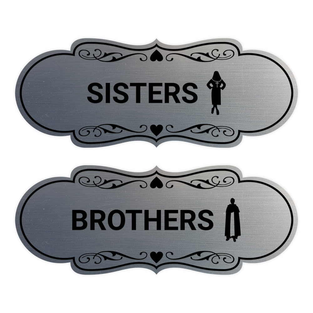 Signs ByLITA Designer Sisters and Brothers 2 Pack Restroom Sign ...