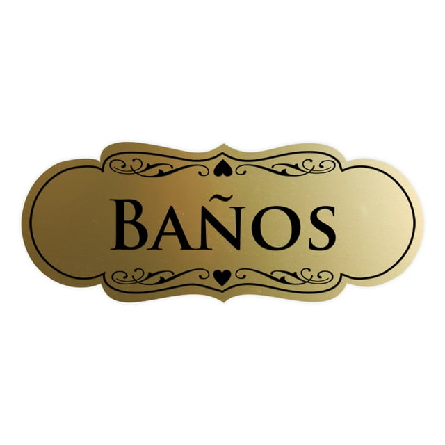 Signs ByLITA Designer Spanish Baños Sign (Brushed Gold) - Medium ...