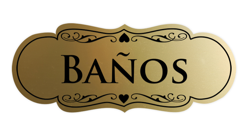 Signs ByLITA Designer Spanish Baños Sign (Brushed Gold) - Small ...