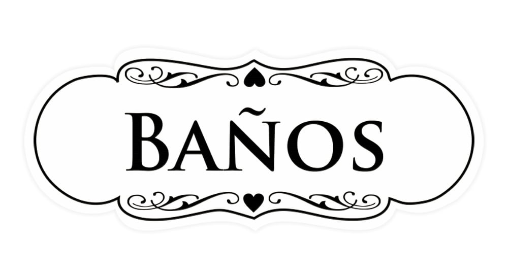 Signs ByLITA Designer Spanish Baños Sign (White) - Small - Walmart.com