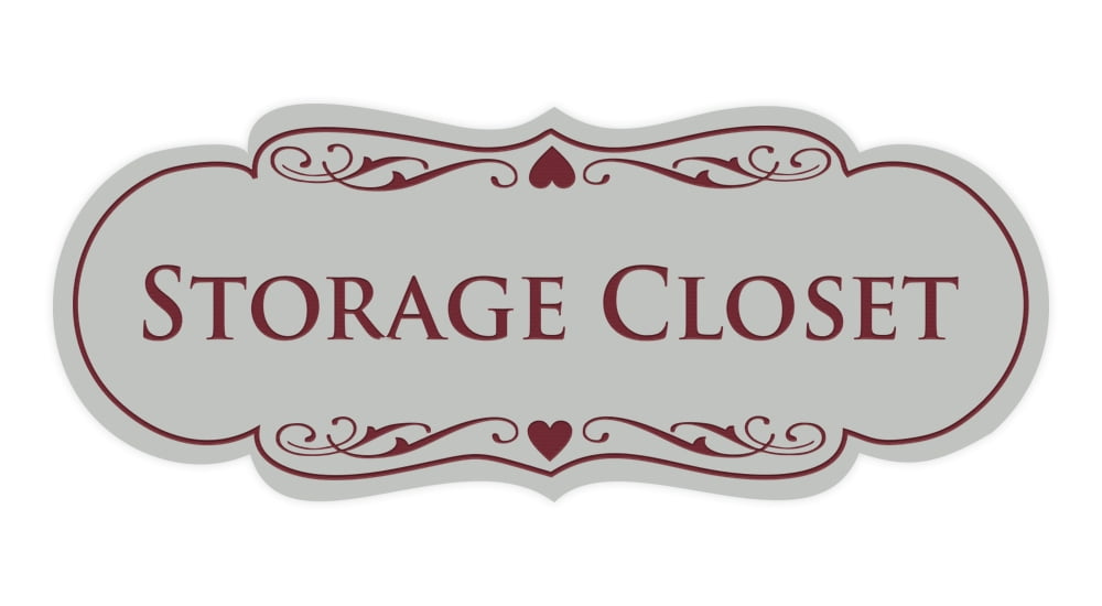 Signs ByLITA Designer Storage Closet Sign (Light Grey / Burgundy ...