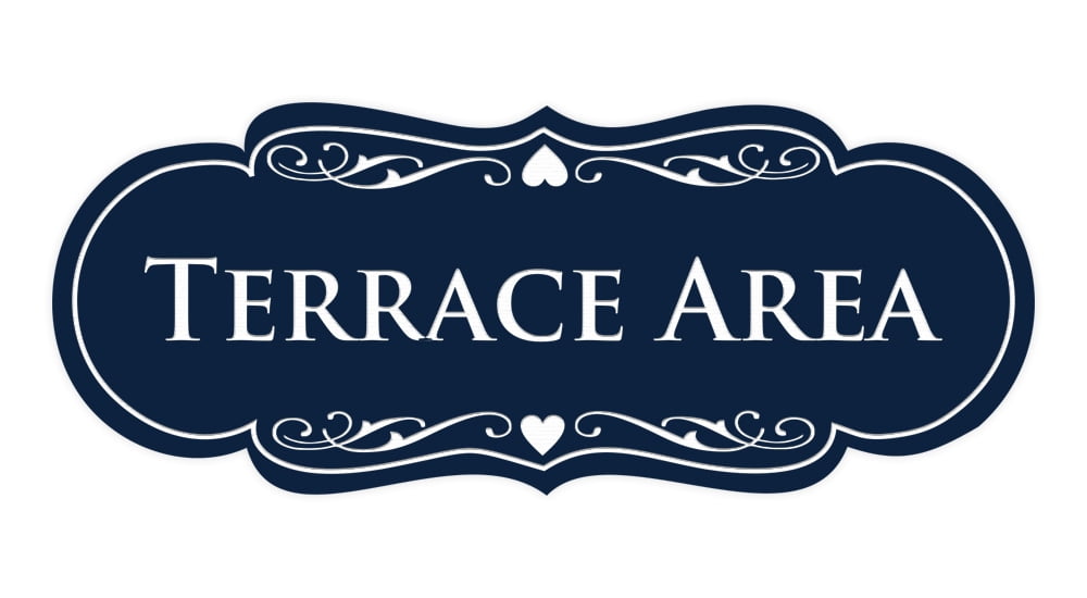 Signs ByLITA Designer Terrace Area Sign (Navy Blue / White) - Large ...