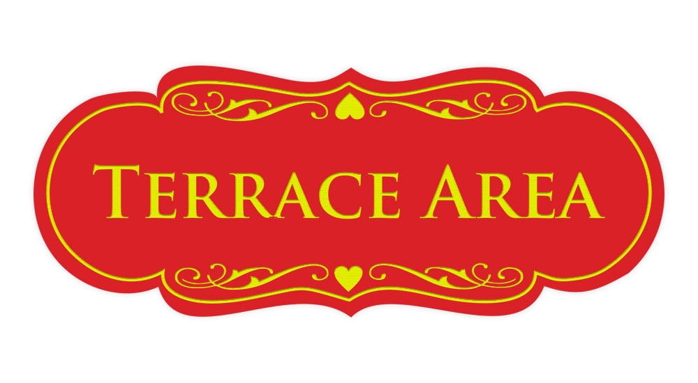 Signs ByLITA Designer Terrace Area Sign (Red/Yellow) - Small - Walmart.com
