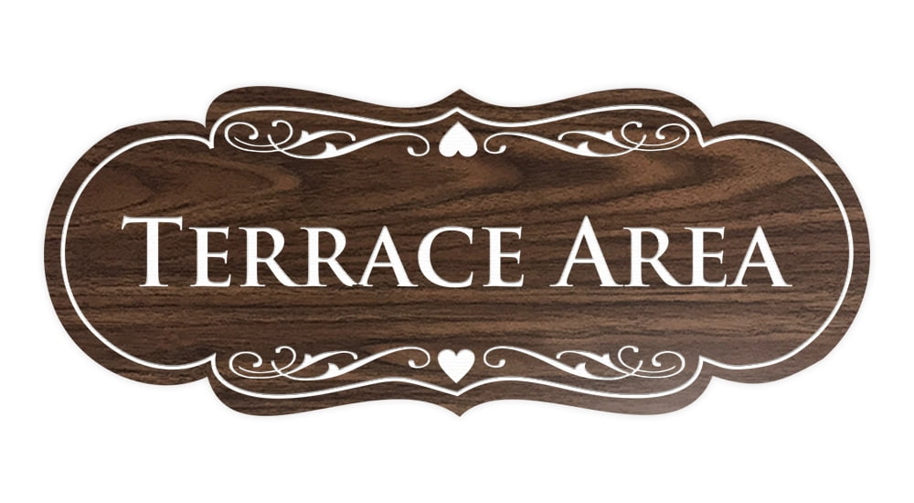 Signs ByLITA Designer Terrace Area Sign (Walnut) - Large - Walmart.com