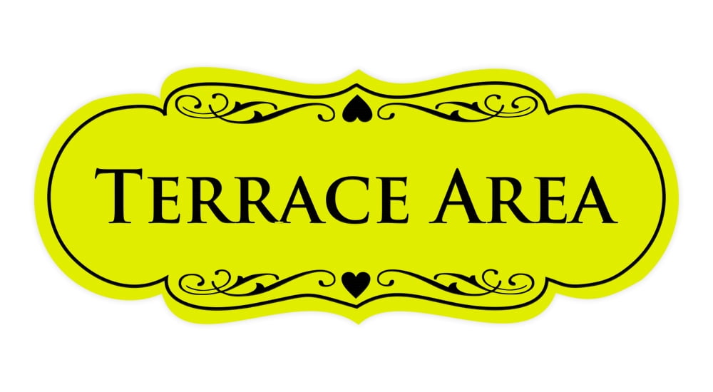 Signs ByLITA Designer Terrace Area Sign (Yellow / Black) - Large ...