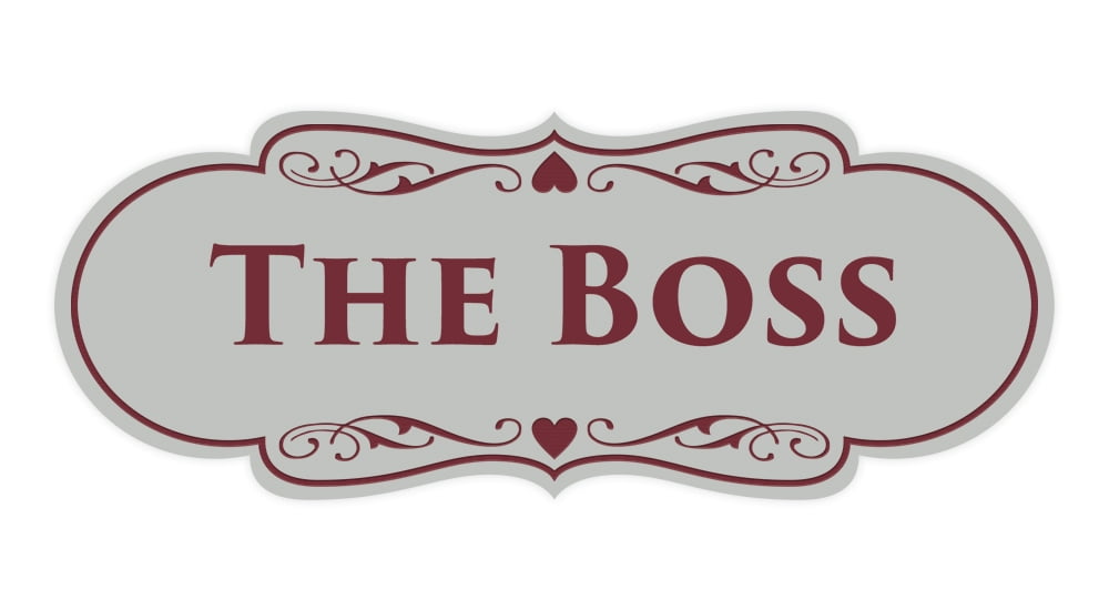 Signs ByLITA Designer The Boss Sign (Light Grey / Burgundy) - Large ...