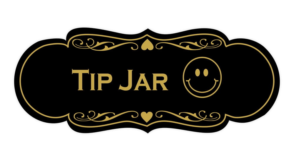 Signs ByLITA Designer Tip Jar (Smiley Face Vector) Sign (Black /Gold ...