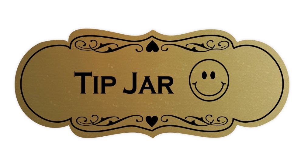 Signs ByLITA Designer Tip Jar (Smiley Face Vector) Sign (Brushed Gold ...