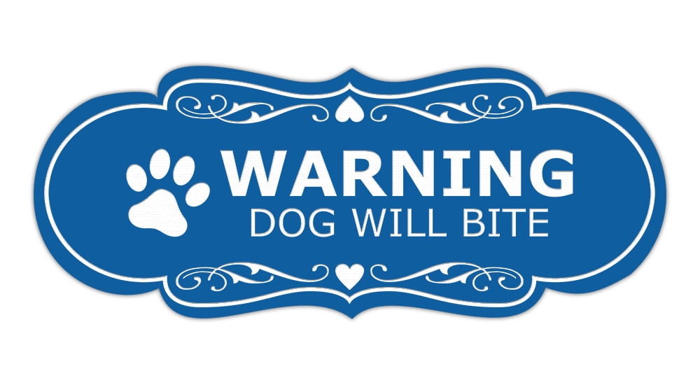 Signs ByLITA Designer Warning Dog Will Bite Sign (Blue) - Large ...