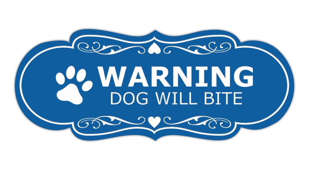 Signs ByLITA Designer Warning Dog Will Bite Sign (Blue) - Small ...