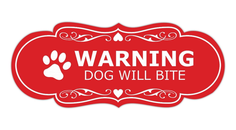 Signs ByLITA Designer Warning Dog Will Bite Sign (Red) - Small ...