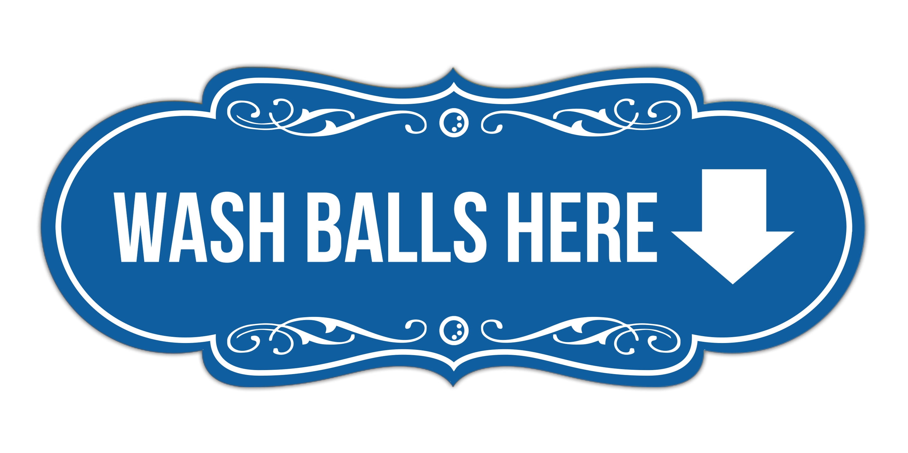 Signs ByLITA Designer Wash Balls Here (Down Arrow) Sign (Blue) - Medium ...