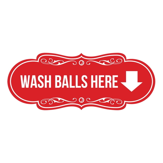 Signs ByLITA Designer Wash Balls Here (Down Arrow) Sign (Red) - Medium ...