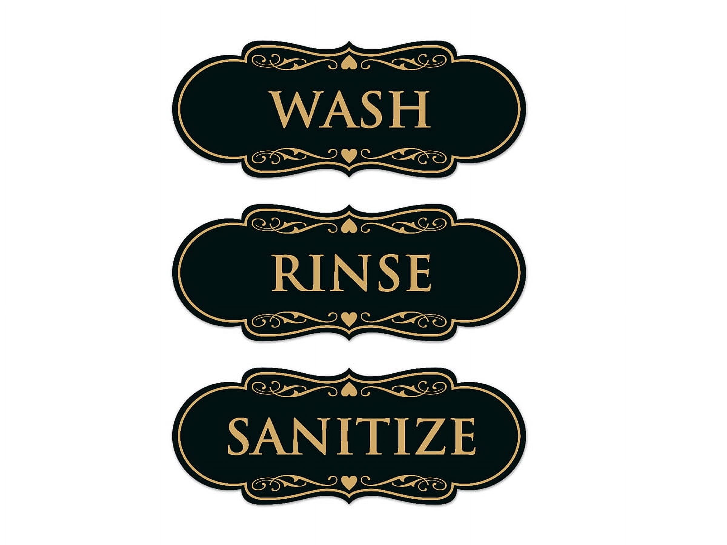 Signs ByLITA Designer Wash Rinse Sanitize Sign - Easy Installation ...