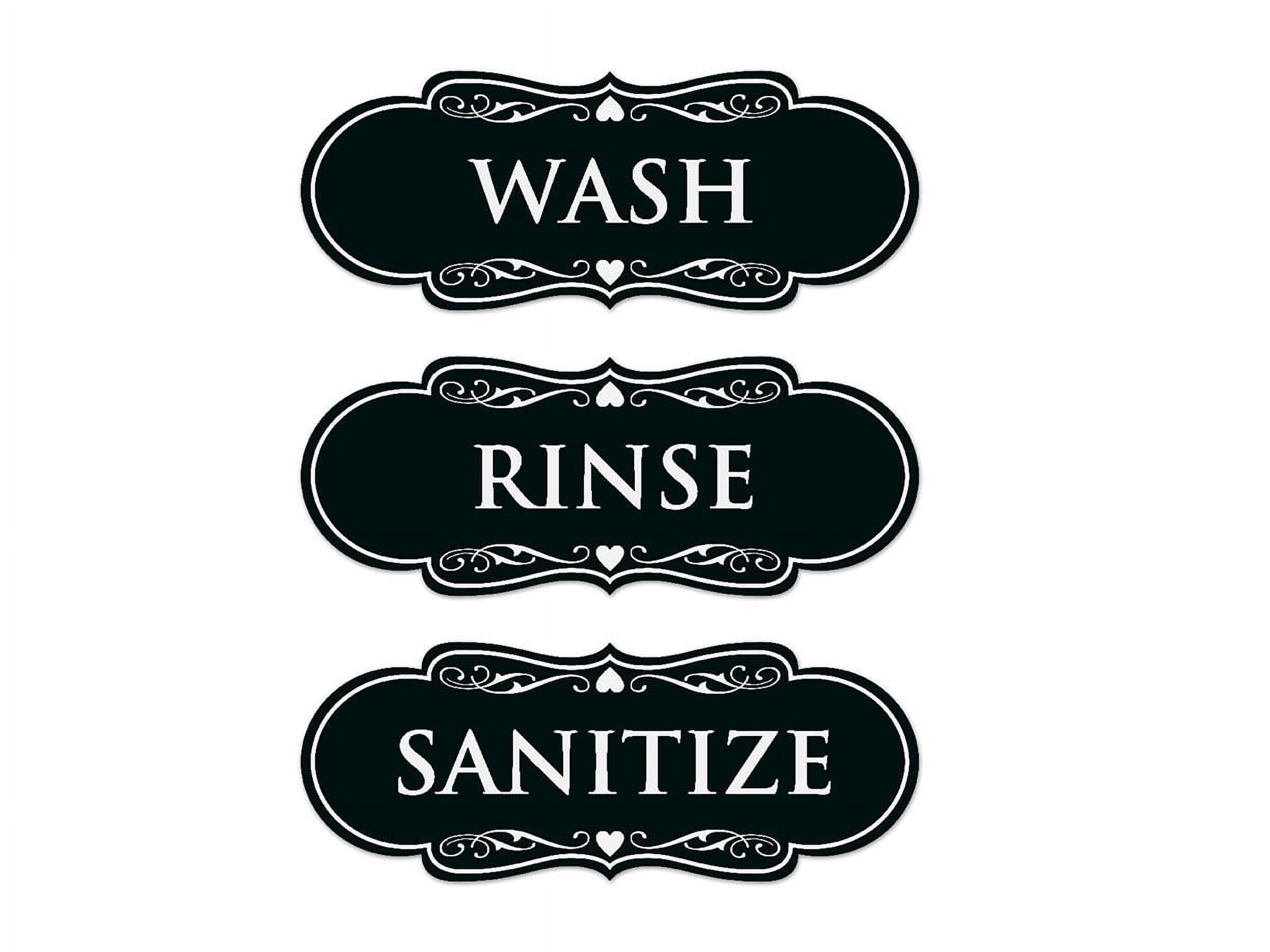 Signs ByLITA Designer Wash Rinse Sanitize Sign - Easy Installation ...