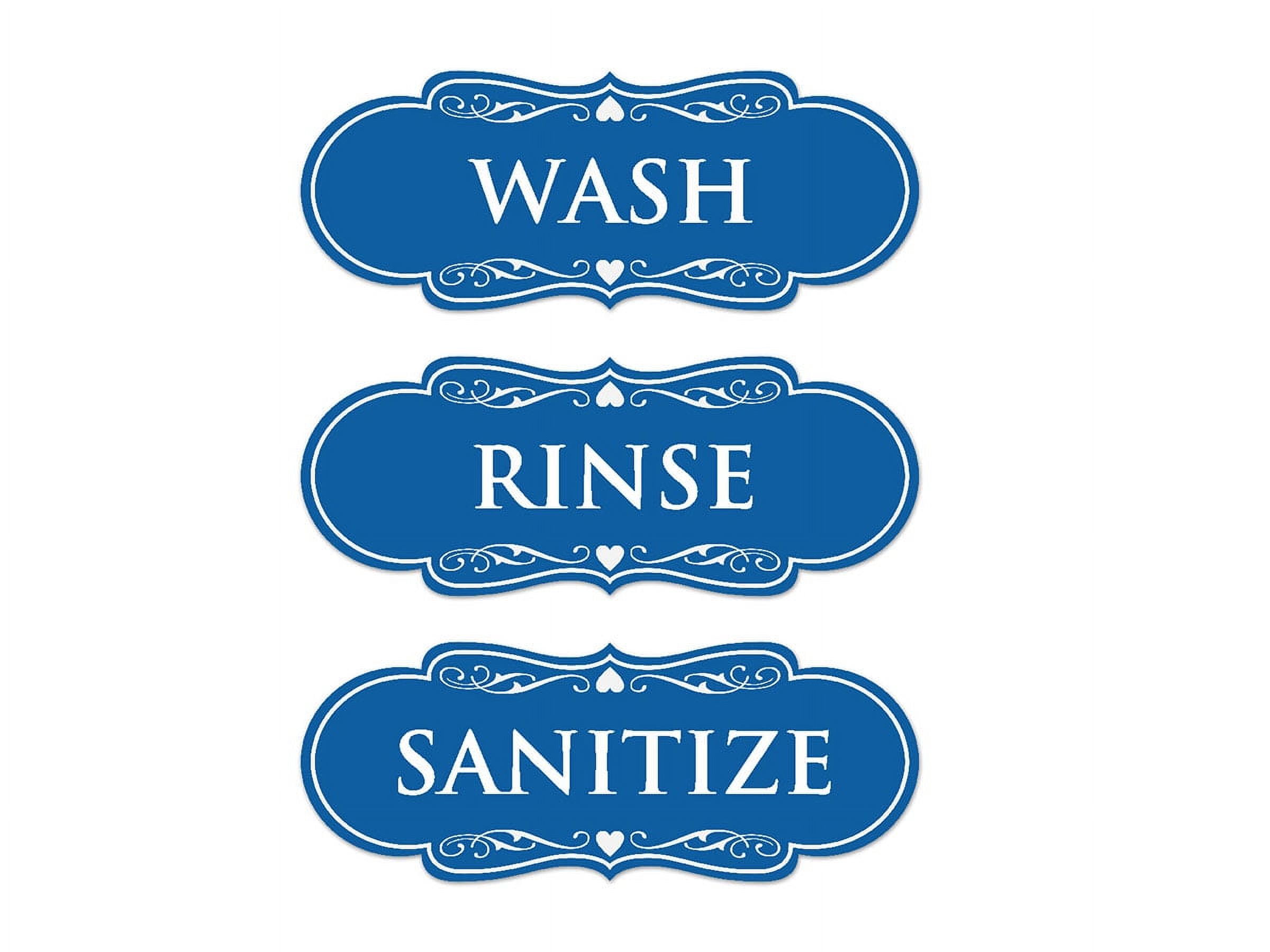 Signs ByLITA Designer Wash Rinse Sanitize Sign - Easy Installation ...