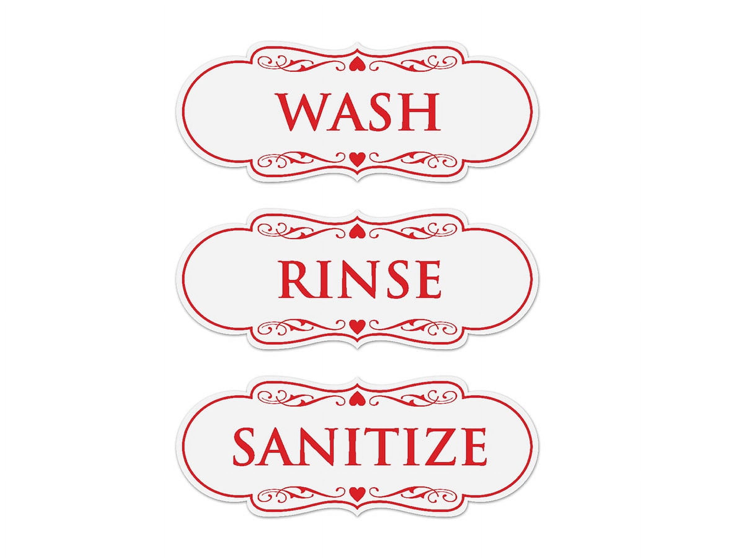 Signs ByLITA Designer Wash Rinse Sanitize Sign - Easy Installation ...