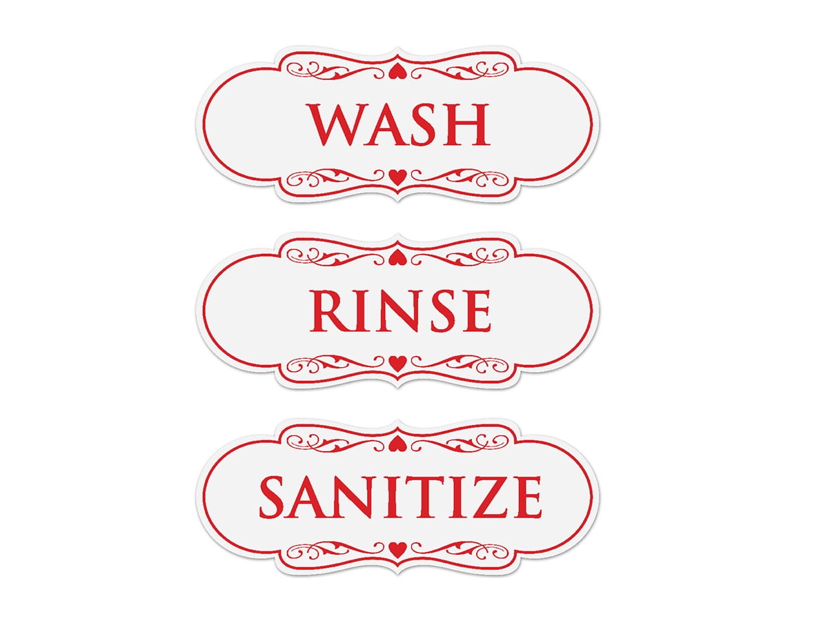 Signs ByLITA Designer Wash Rinse Sanitize Sign - Easy Installation ...