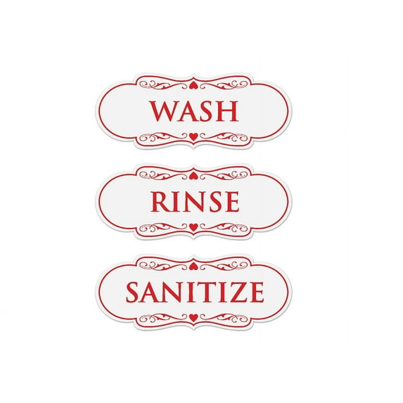 Signs ByLITA Designer Wash Rinse Sanitize Sign - Easy Installation ...