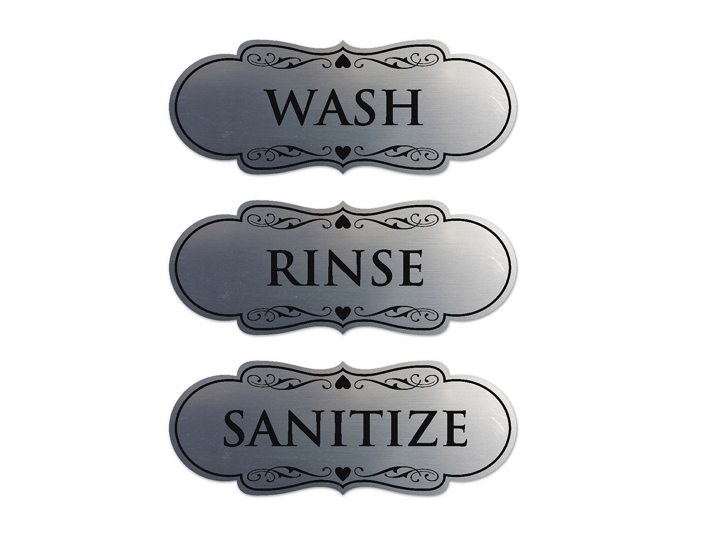 Signs ByLITA Designer Wash Rinse Sanitize Sign - Easy Installation ...