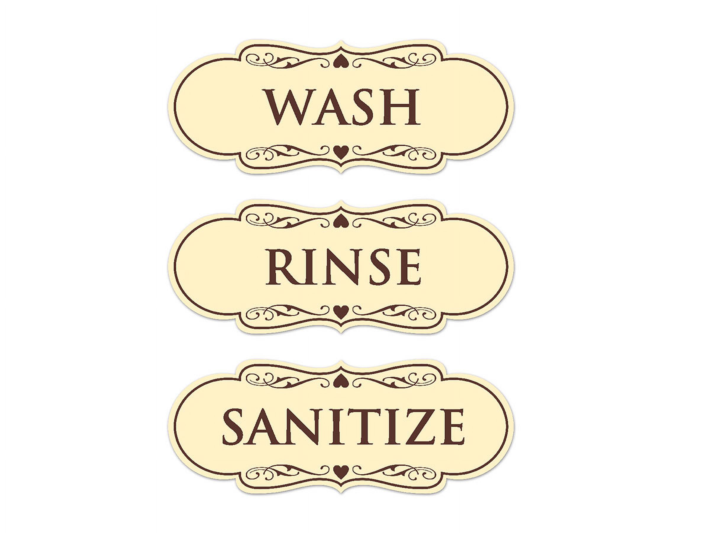 Signs ByLITA Designer Wash Rinse Sanitize Sign - Easy Installation ...