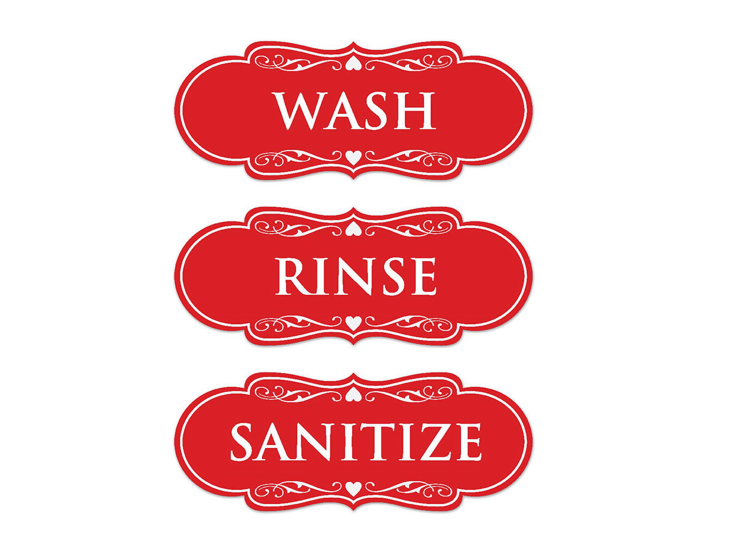 Signs ByLITA Designer Wash Rinse Sanitize Sign - Easy Installation ...
