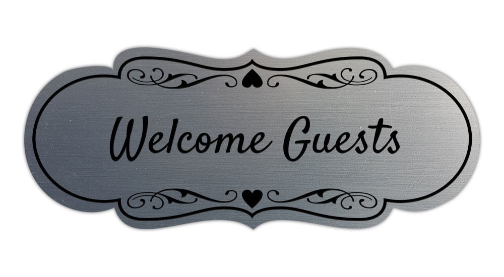 Signs ByLITA Designer Welcome Guests (Cursive Text) Sign (Brushed ...