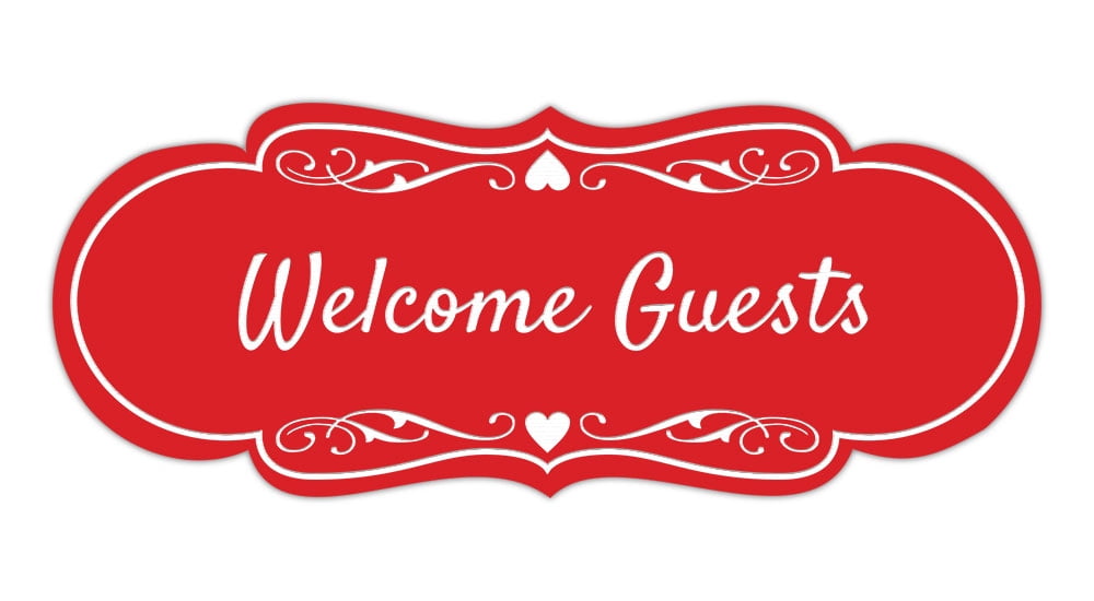 Signs ByLITA Designer Welcome Guests (Cursive Text) Sign (Red) - Medium ...