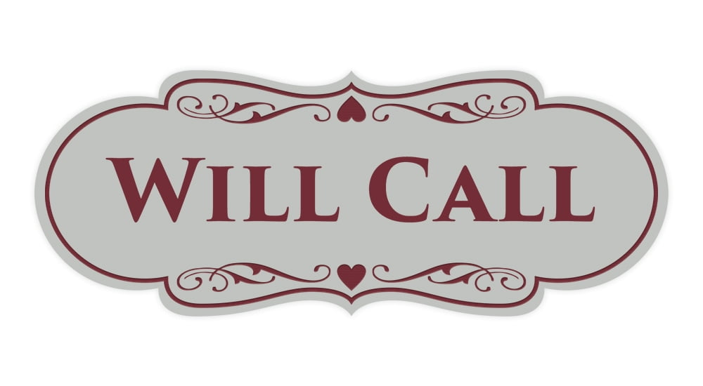 Signs ByLITA Designer Will Call Sign (Light Grey / Burgundy) - Small ...