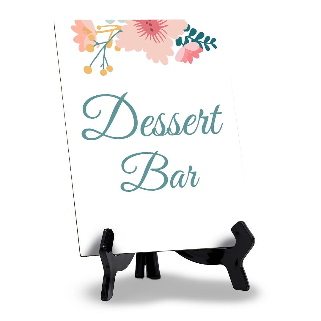 Signs ByLITA Dessert Bar 6x8" Orange Pink Flowers Table Sign With ...