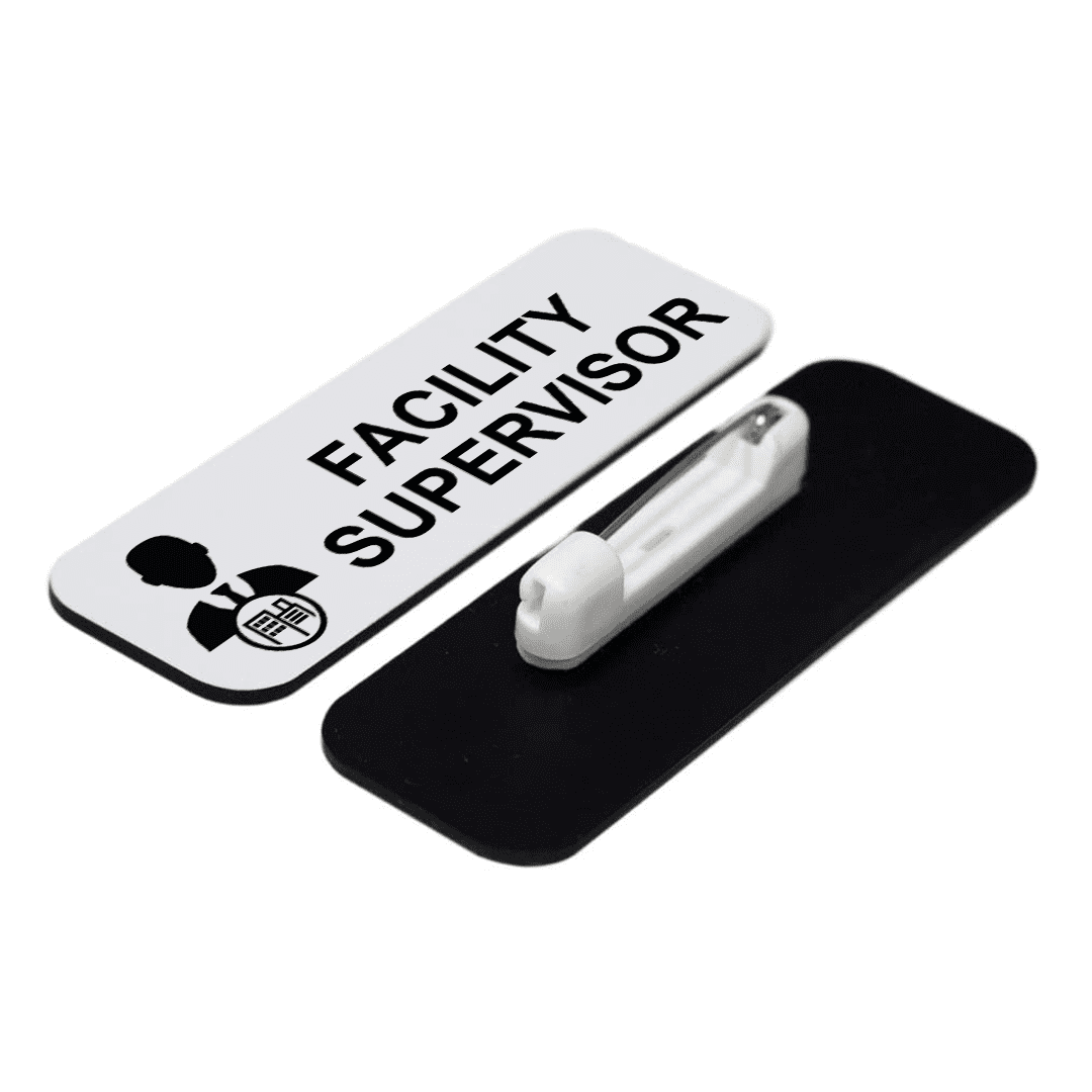 Signs ByLITA Facility Supervisor 1 x 3" Name Tag/Badge, White, (3 Pack ...