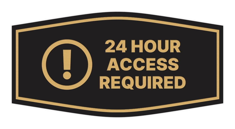 Signs ByLITA Fancy 24 hour Access Required Sign (Black Gold) - Large ...